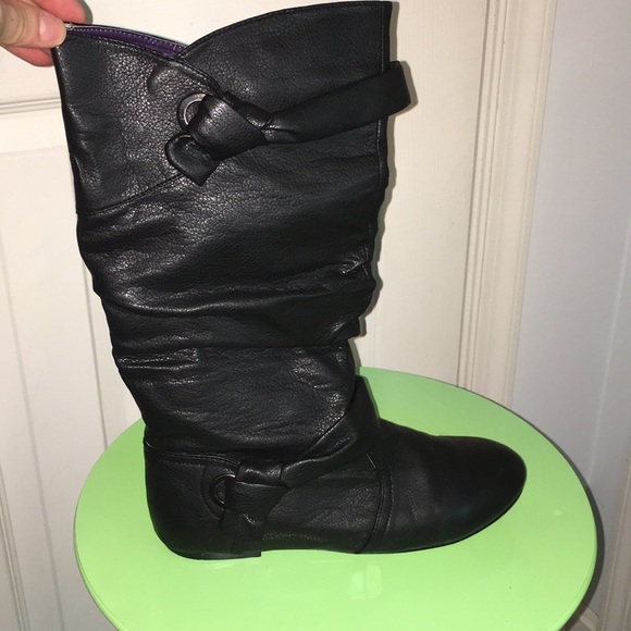 Volatile | Shoes | Volatile Black Leather Boots With Knotted Details ...
